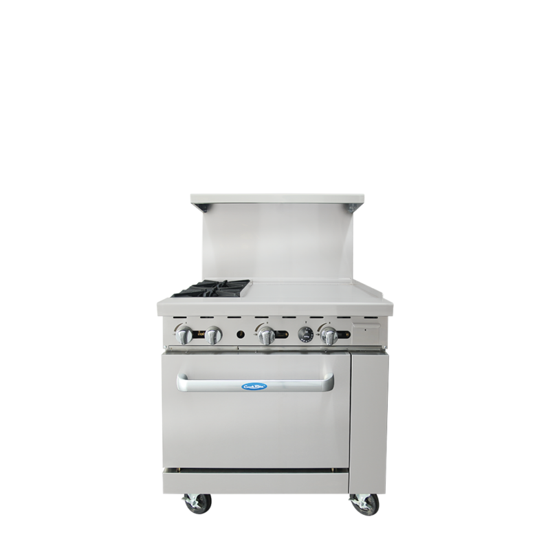 36in Range with 2 Burners on Left and 24" Griddle on Right, Full Oven ...