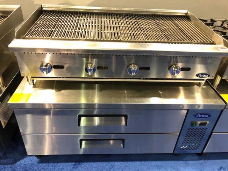 Atosa Char-Rock Broiler 48" with 48" 2 Drawer Refrigerated Chef Base w ...